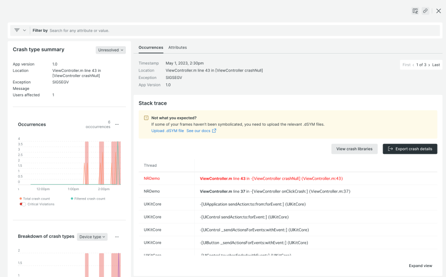 iOSのアプリのクラッシュについて | New Relic